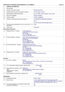 INTERTANKO CHARTERING QUESTIONNAIRE 81 ORATUULIA - M.H. Simonsen ApS